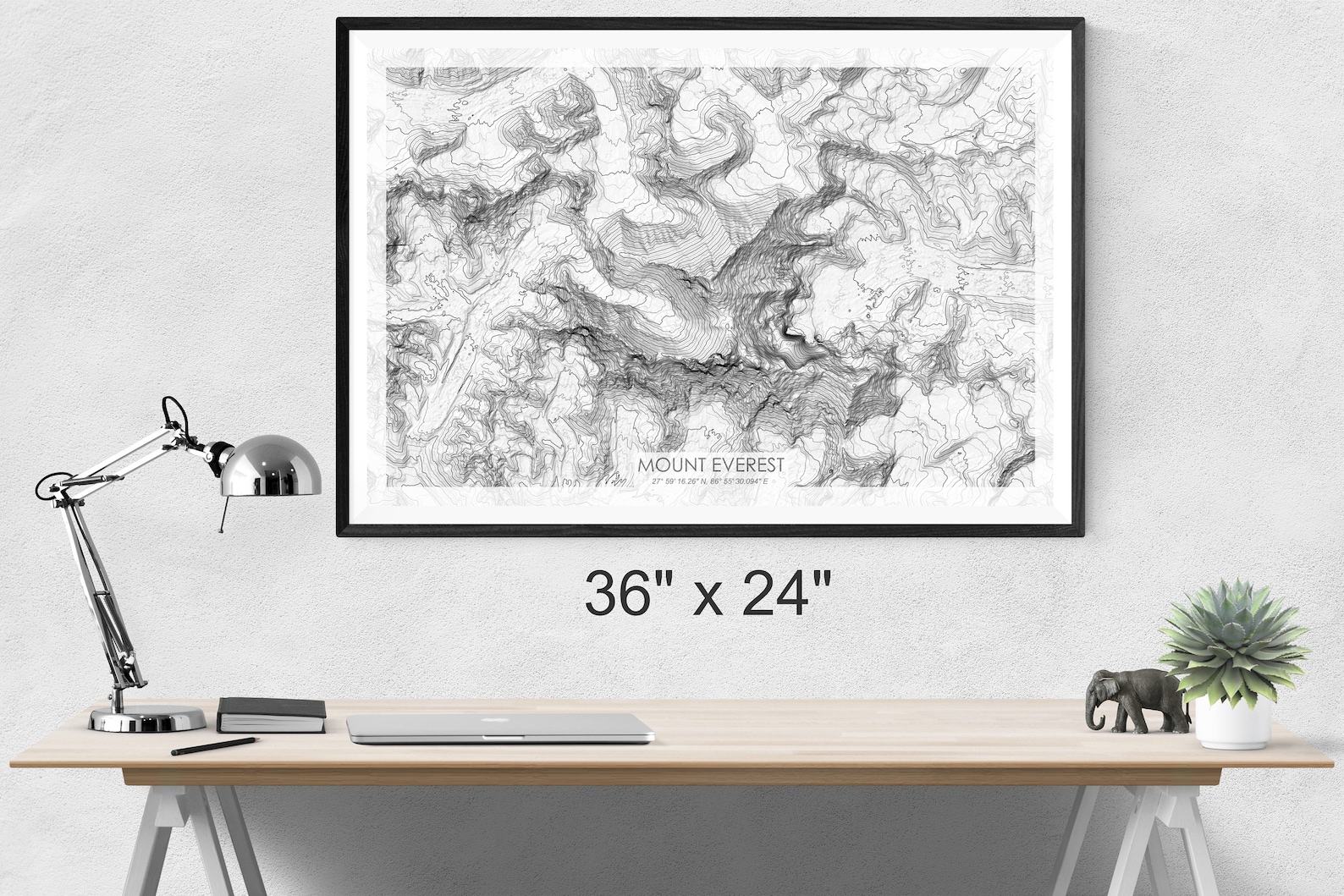 Mount Everest Grayscale Topographic Map, Mt. Everest Grayscale Topo Map ...