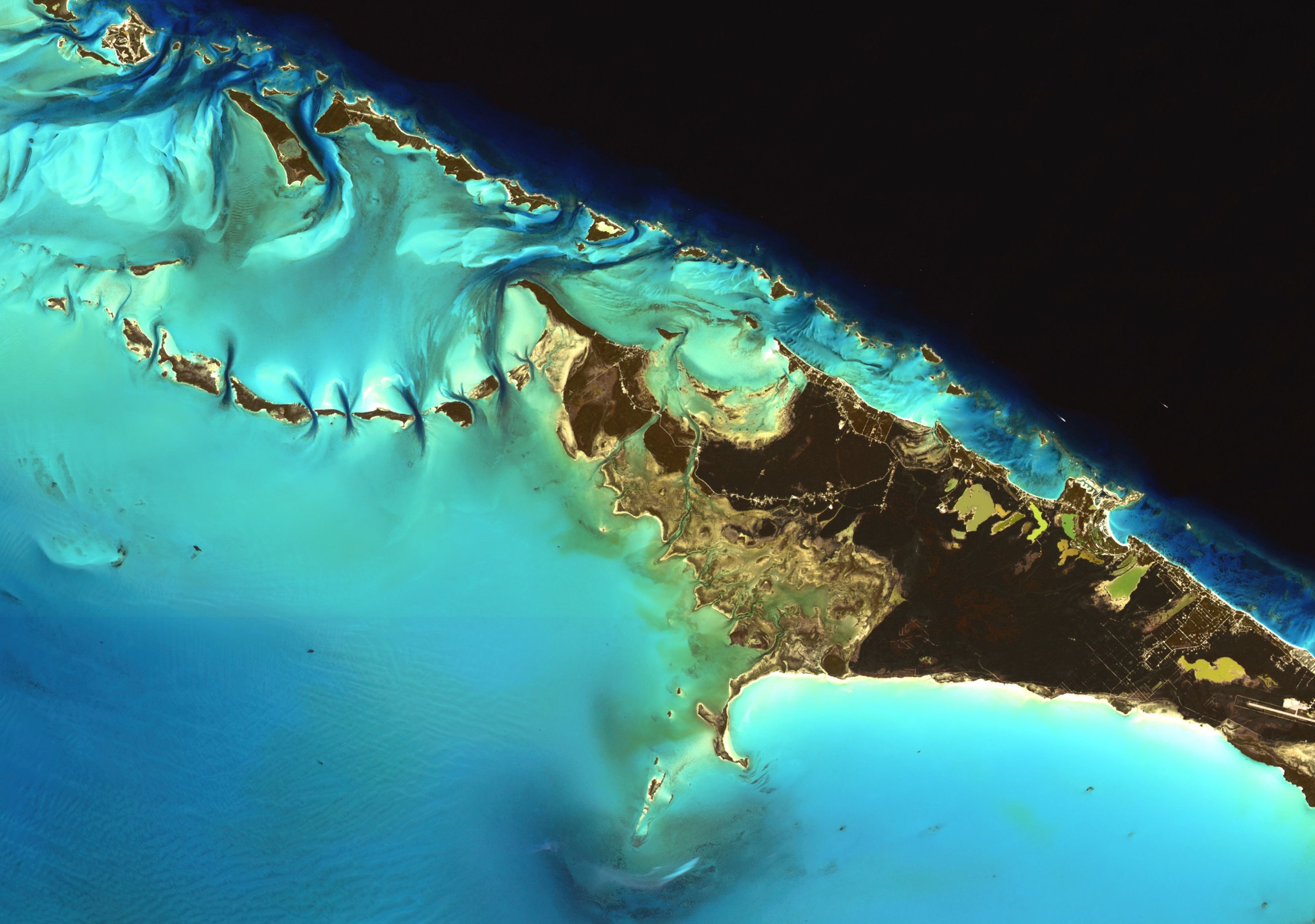 The Bahamas Exuma Islands Satellite Imagery, Aerial Map, Map Art ...