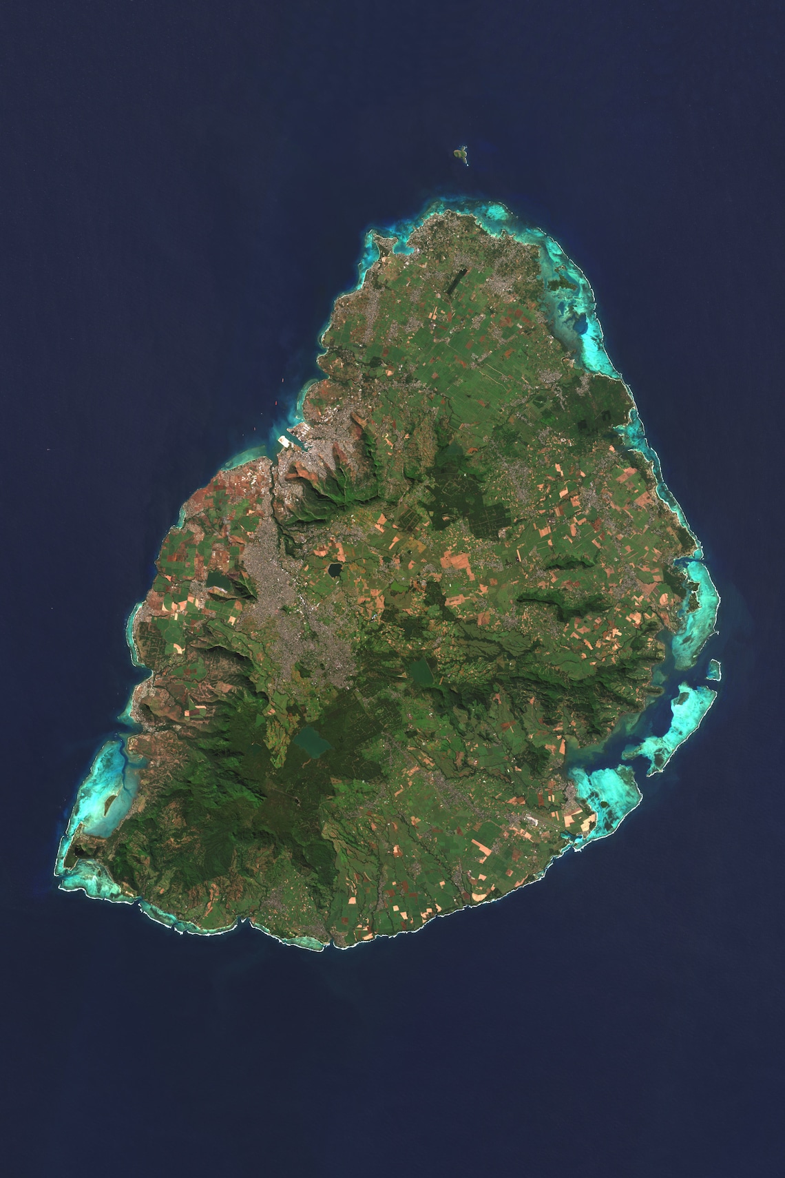 Mauritius Satellite Imagery, Mauritius, Indian Ocean, Aerial Map, Map ...