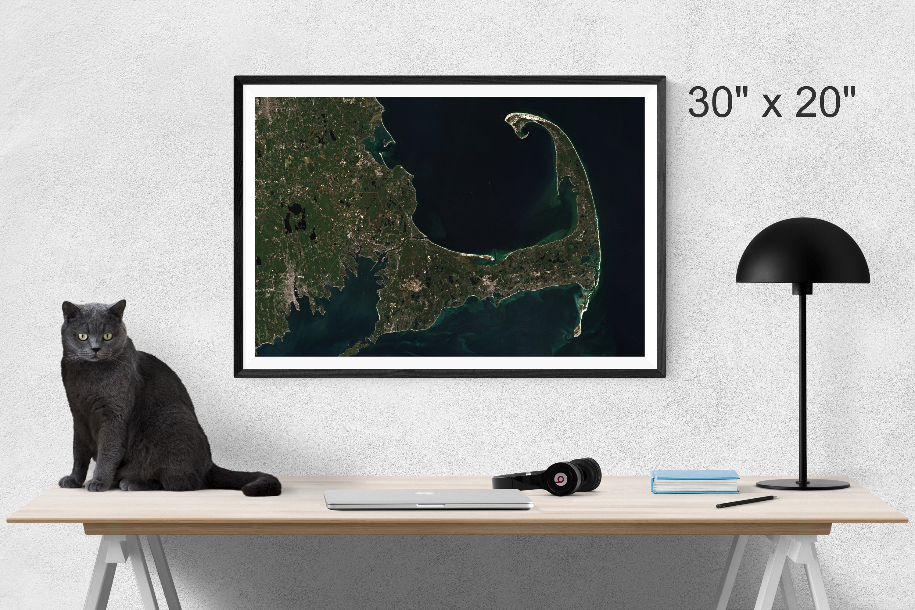 Cape Cod Satellite Imagery, Massachusetts, USA, Aerial Map, Map Art ...