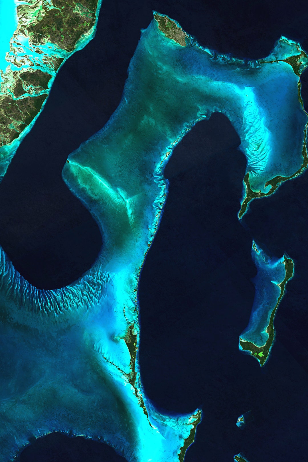 Nassau to Exuma Satellite Imagery, Bahamas, Caribbean, Aerial Map, Map ...