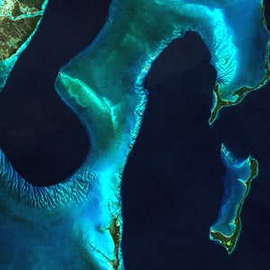 Nassau to Exuma Satellite Imagery, Bahamas, Caribbean, Aerial Map, Map ...