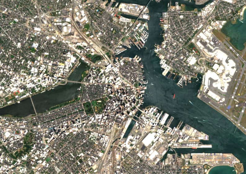 Boston Region Satellite Imagery, Boston, Massachusetts, USA, Aerial Map ...
