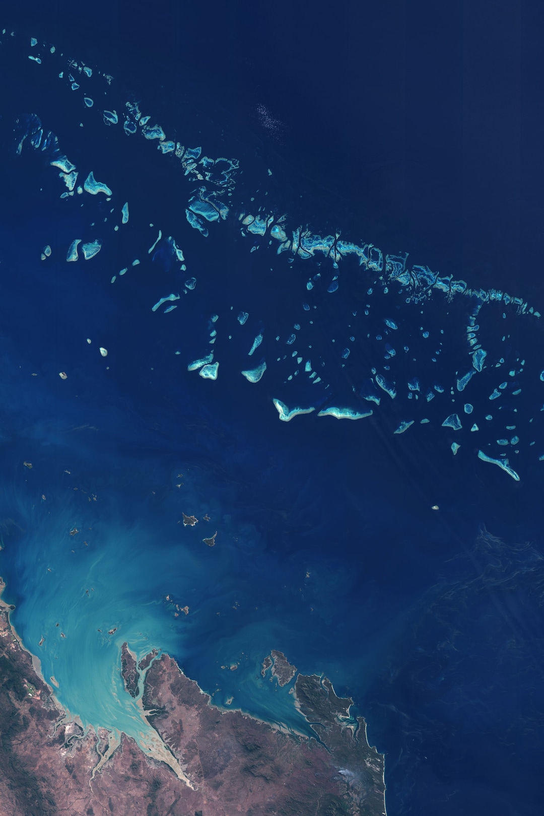 Great Barrier Reef Satellite Imagery, Australia, Coral Sea, Travel ...