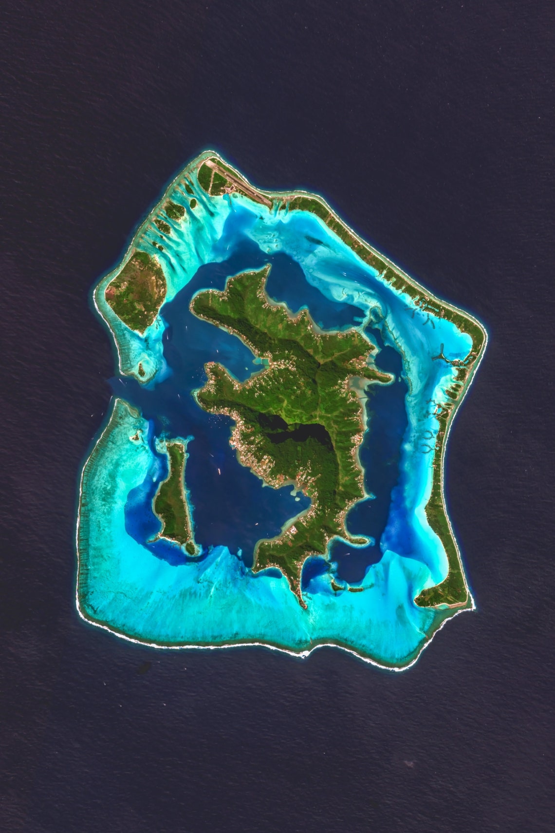 Bora Bora Satellite Imagery, Aerial Map, Map Art, Satellite Image ...