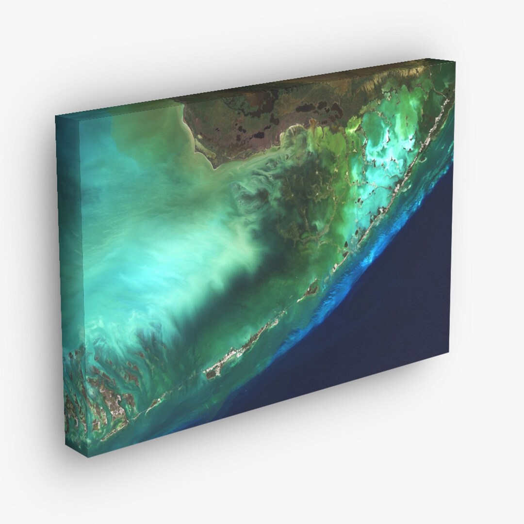 Florida Keys Satellite Imagery Canvas, Canvas Print, Florida, Florida ...