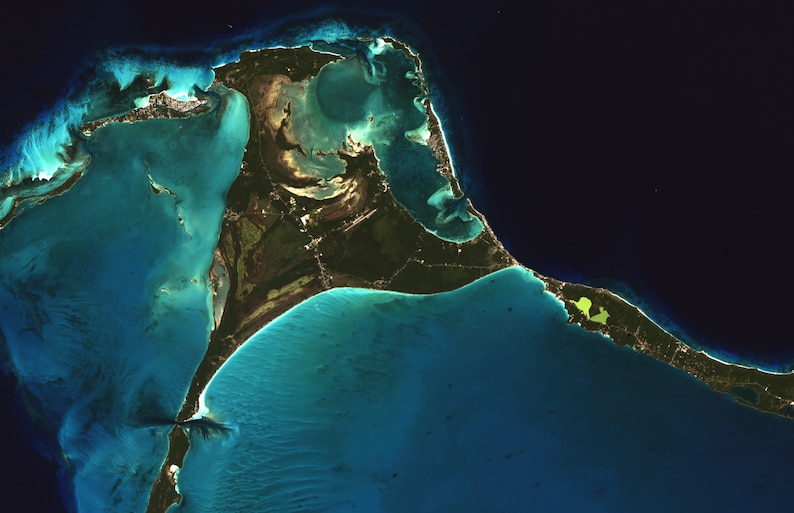 The Bahamas: Eleuthera Satellite Image, Bahamas, Caribbean, Aerial Map ...