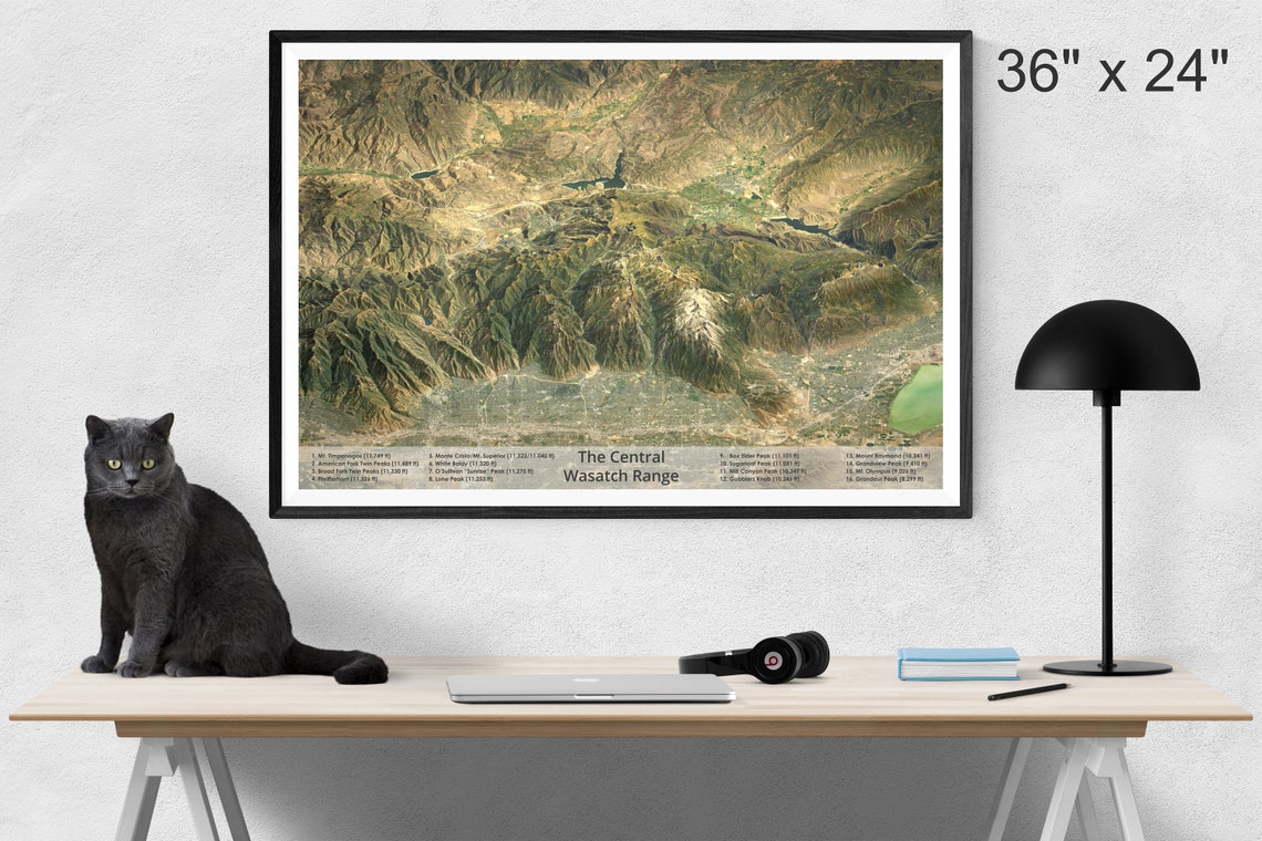 Central Wasatch Range 3D Map Utah Aerial Map Map Art 3D - Etsy