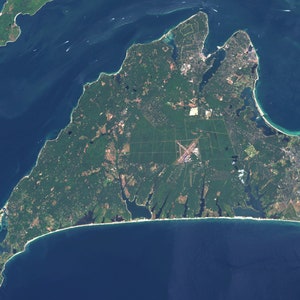 Martha's Vineyard and Nantucket Satellite Imagery Canvas Print, Cape ...