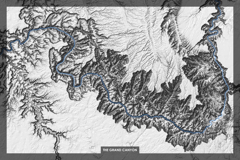The Grand Canyon Topographic Map, Topo Map, Hillshading, Terrain Map ...