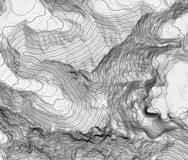 Mount Everest Grayscale Topographic Map, Mt. Everest Grayscale Topo Map ...