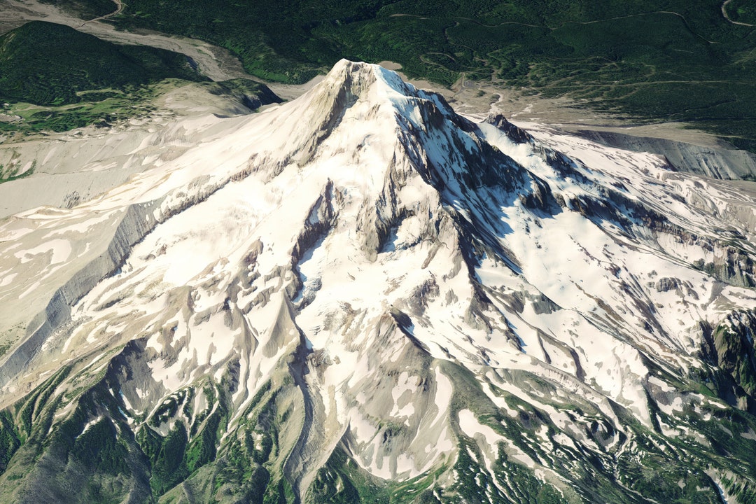 Mount Hood 3D Map, Oregon, Aerial Map, Map Art, 3D Rendering, Cascade ...