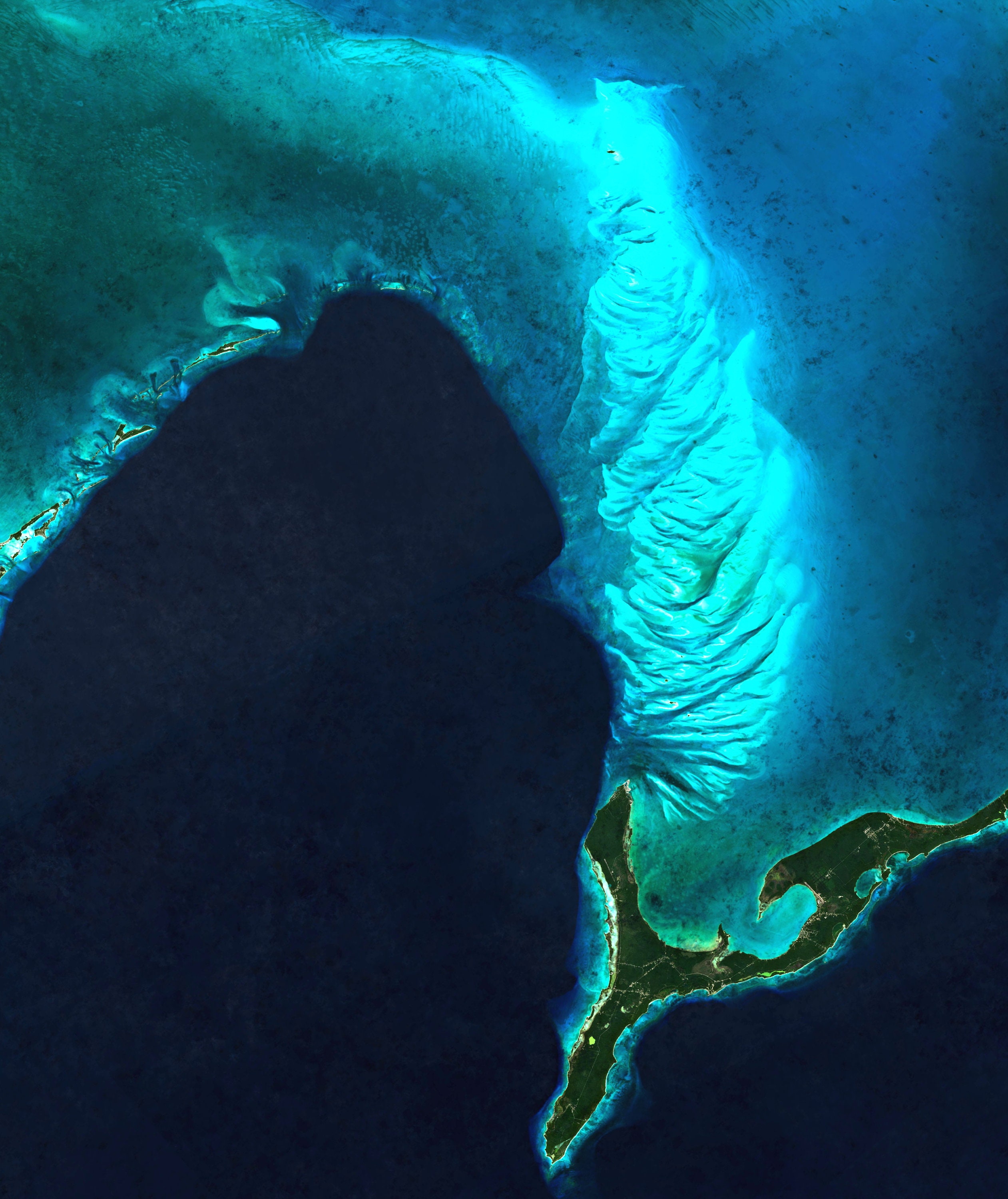 Nassau to Exuma Satellite Imagery, Bahamas, Caribbean, Aerial Map, Map ...