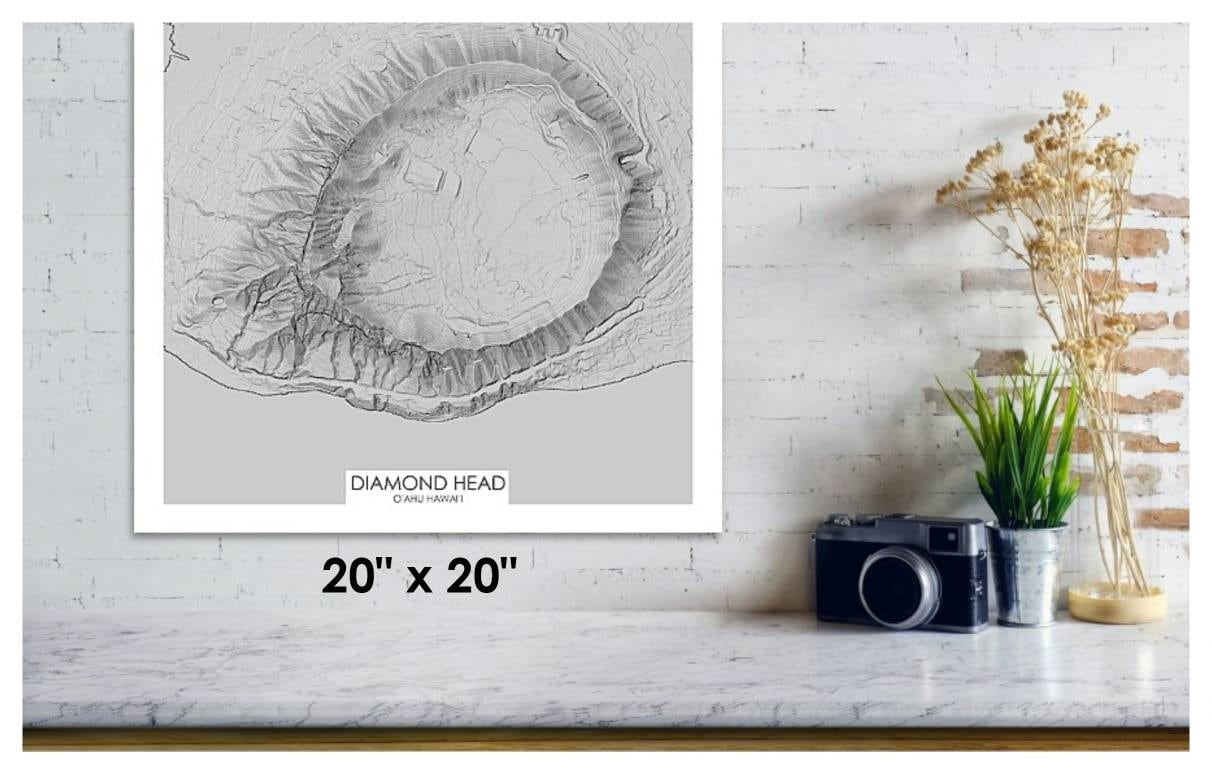 Diamond Head Topo Map, O'ahu Hawai'i - Etsy