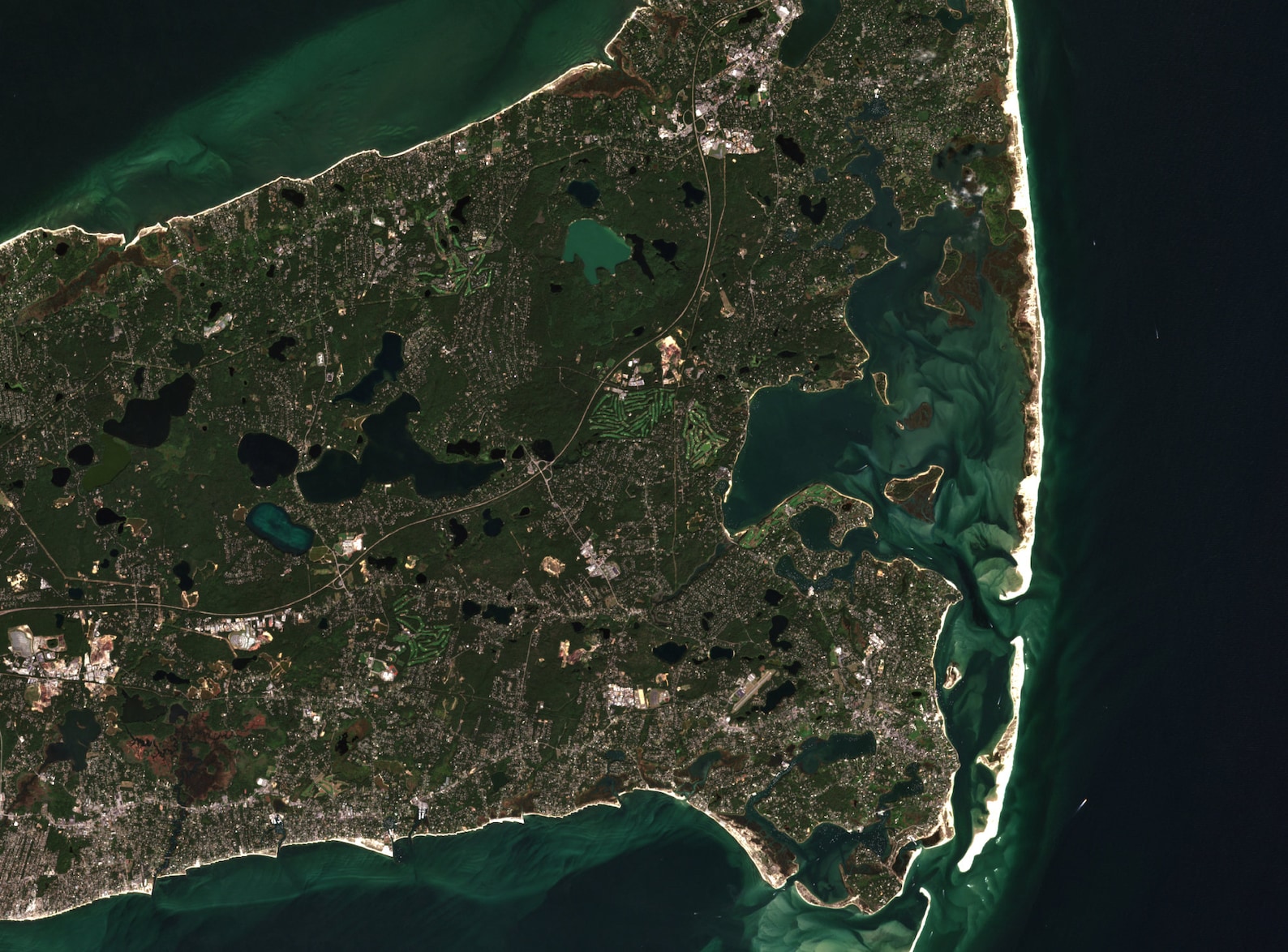 Cape Cod Satellite Imagery, Massachusetts, USA, Aerial Map, Map Art ...