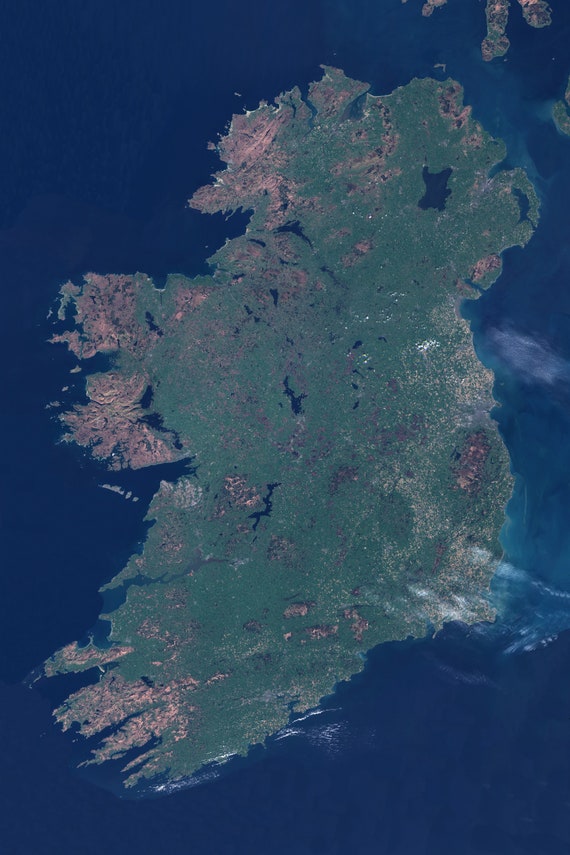 Ireland Satellite Imagery Ireland from Space Travel Aerial | Etsy