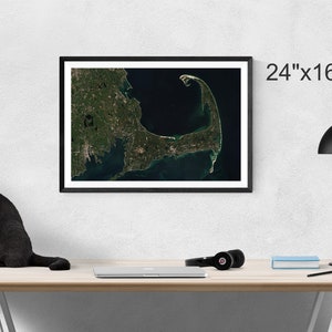 Cape Cod Satellite Imagery, Massachusetts, USA, Aerial Map, Map Art ...