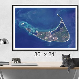 Nantucket Satellite Imagery, Massachusetts, USA, Aerial Map, Map Art ...