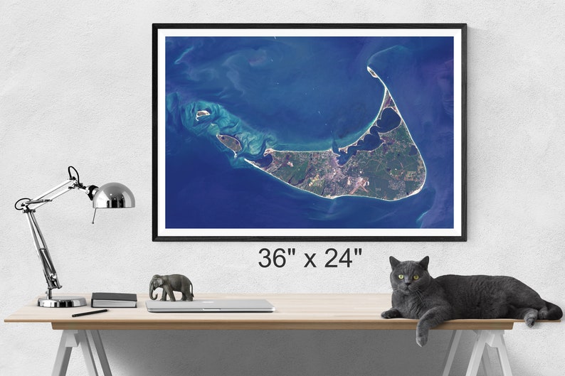 Nantucket Satellite Imagery, Massachusetts, USA, Aerial Map, Map Art ...