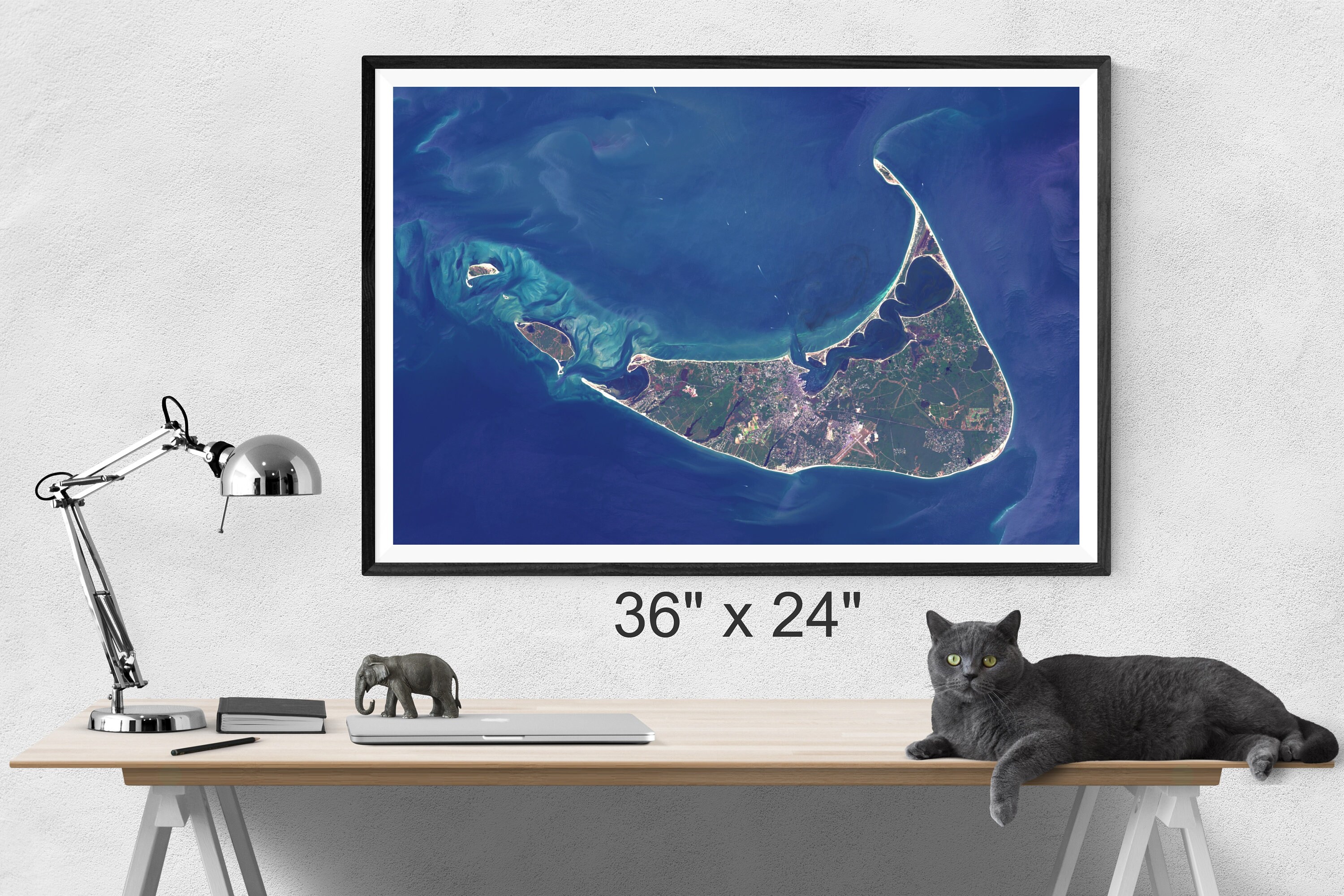 Nantucket Satellite Imagery, Massachusetts, USA, Aerial Map, Map Art ...