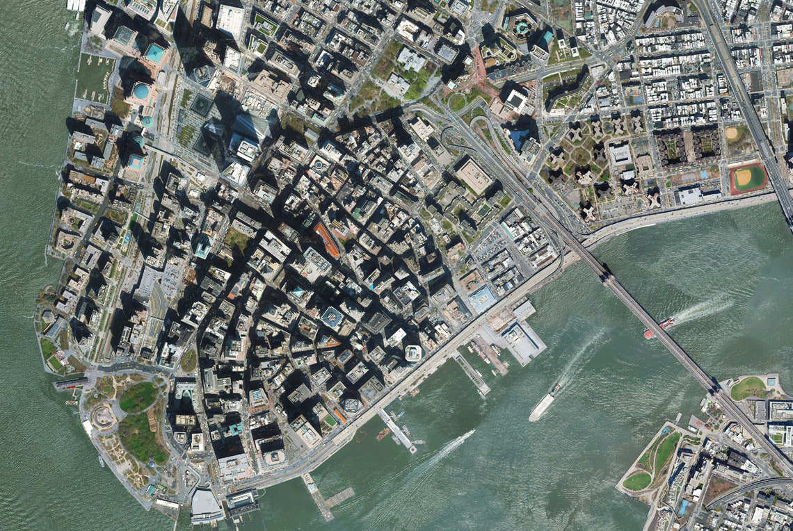 New York City Aerial Map: Lower Manhattan, Aerial Image, Aerial Map ...