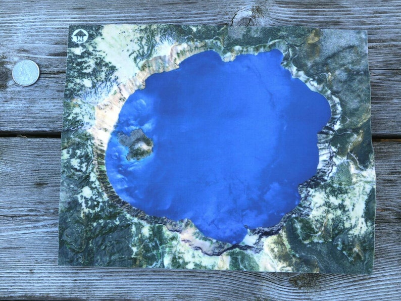 Crater Lake Oregon 3D Printed Relief Map 3D Topo Map - Etsy