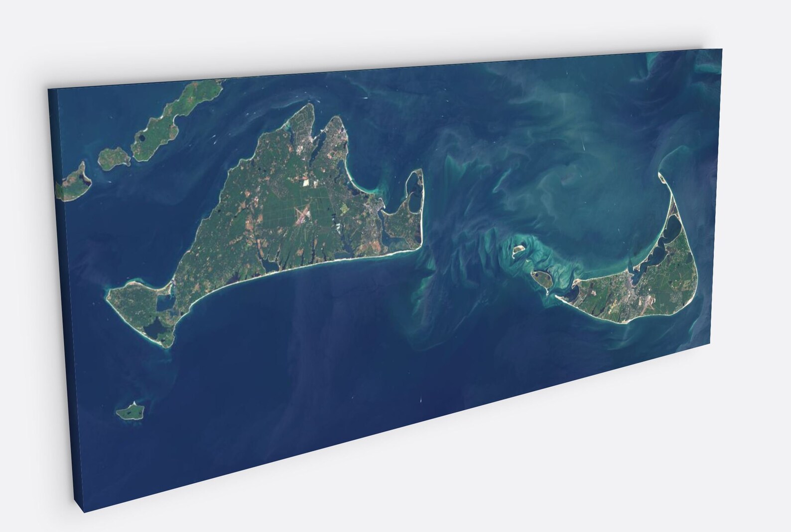 Martha's Vineyard and Nantucket Satellite Imagery Canvas Print, Cape ...