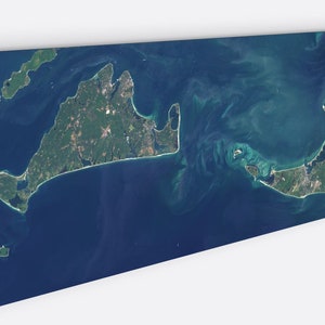 Martha's Vineyard and Nantucket Satellite Imagery Canvas Print, Cape ...