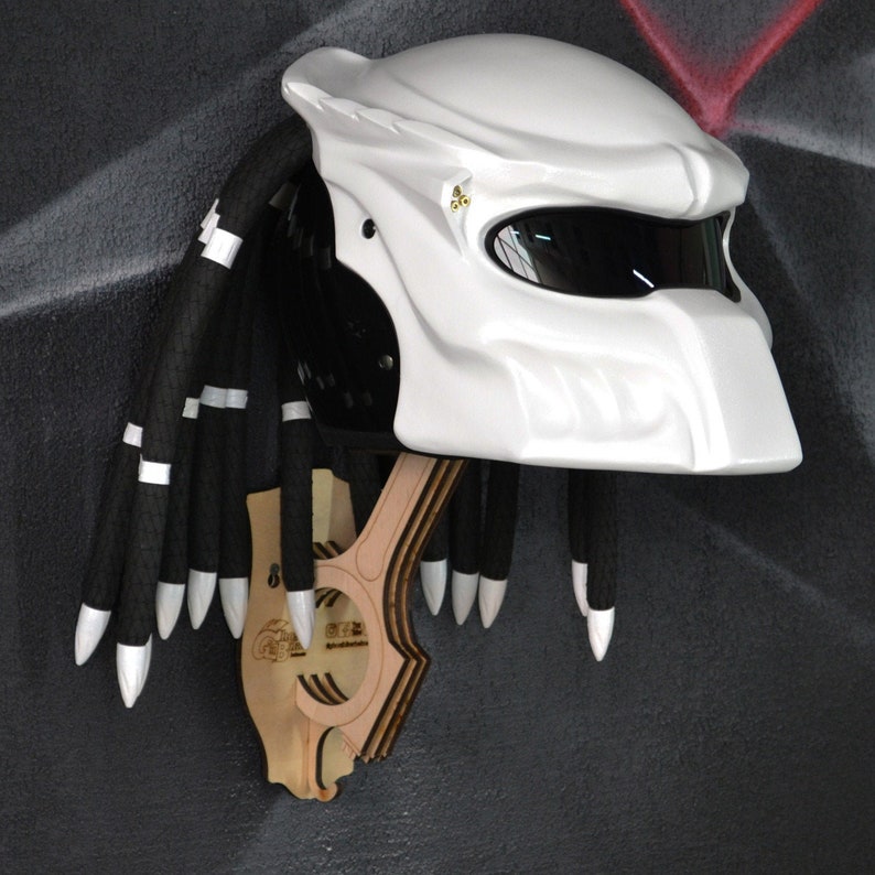 Matt White Custom Predator Helmet With Real Laser. DOT&ECE Certiied ...