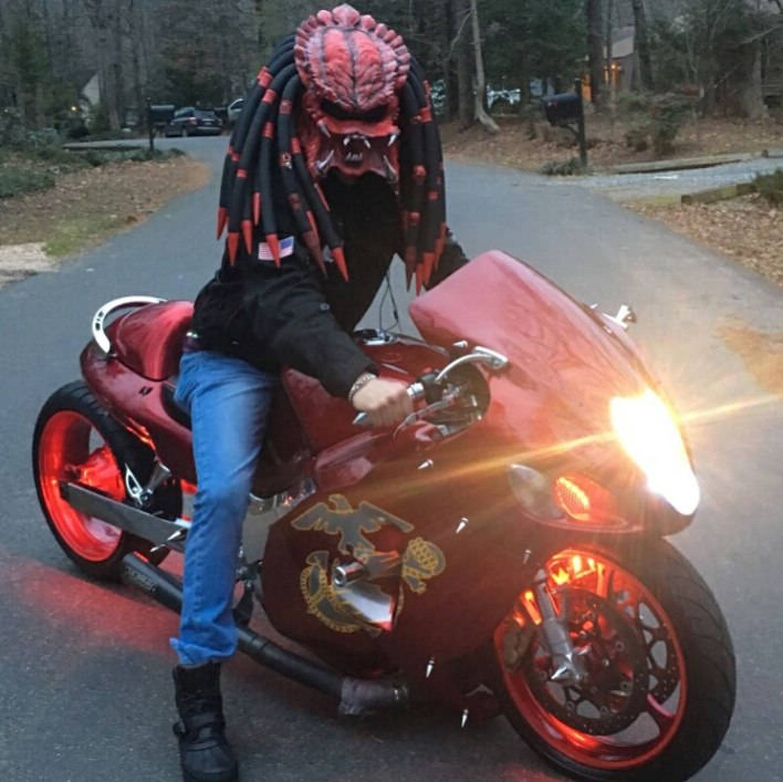 Red Devil Predator Motorcycle Helmet. Unique Exclusive Custom | Etsy Canada