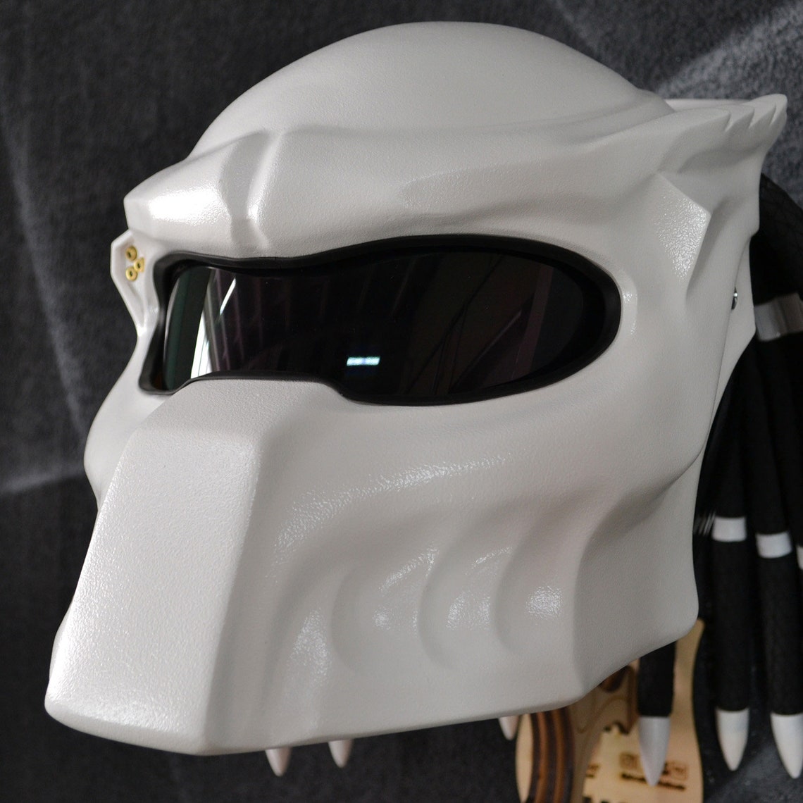 Matt White Custom Predator Helmet With Real Laser. DOT&ECE | Etsy