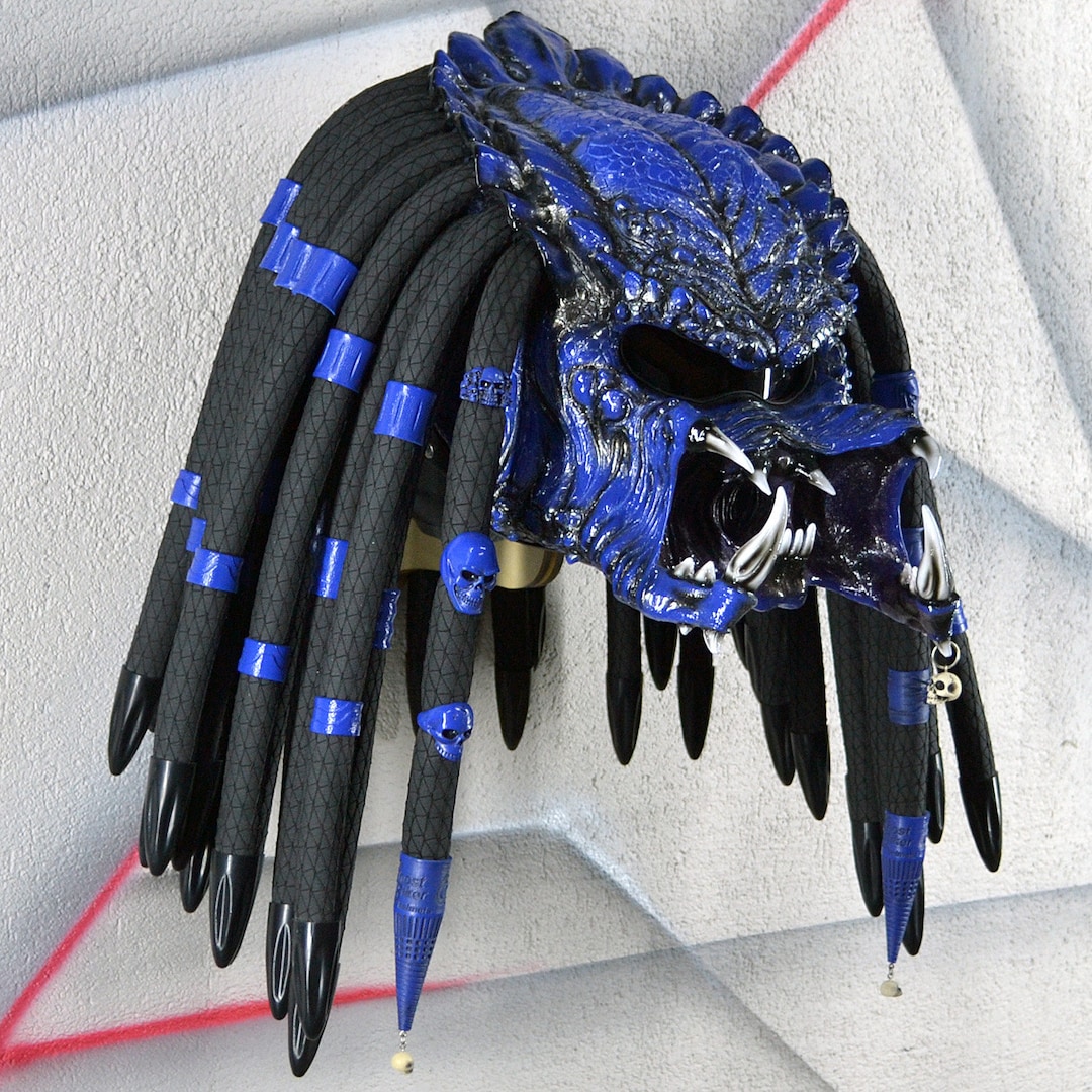 Unique Predator Motorcycle Helmet. Kawasaki Blue Color Custom Model ...