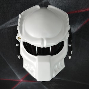 Matt White Custom Predator Helmet With Real Laser. DOT&ECE Certiied ...