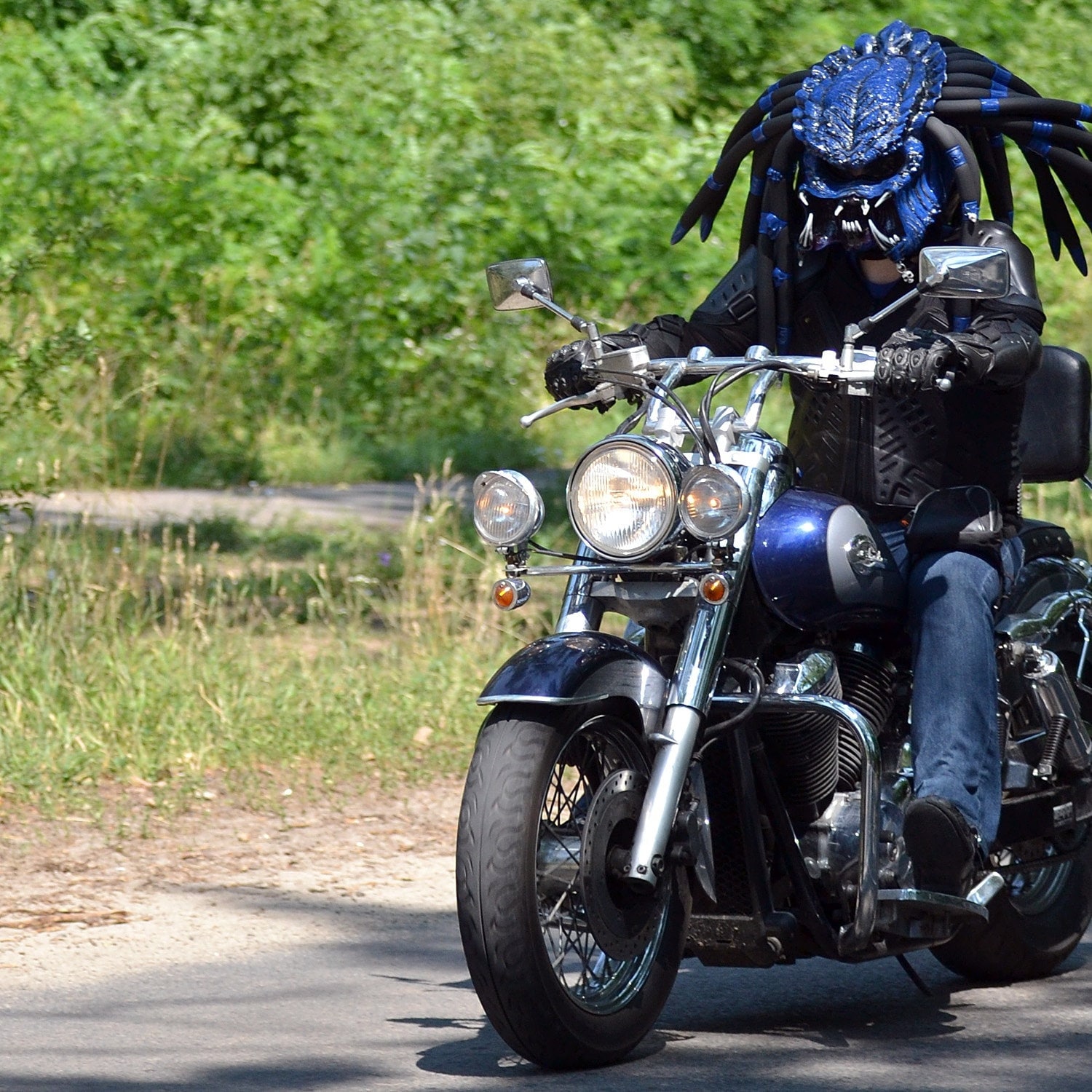Unique Predator Motorcycle Helmet. Kawasaki Blue Color Custom - Etsy