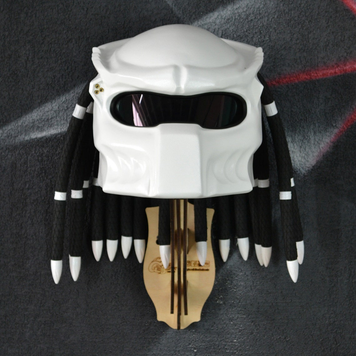 Matt White Custom Predator Helmet With Real Laser. DOT&ECE | Etsy