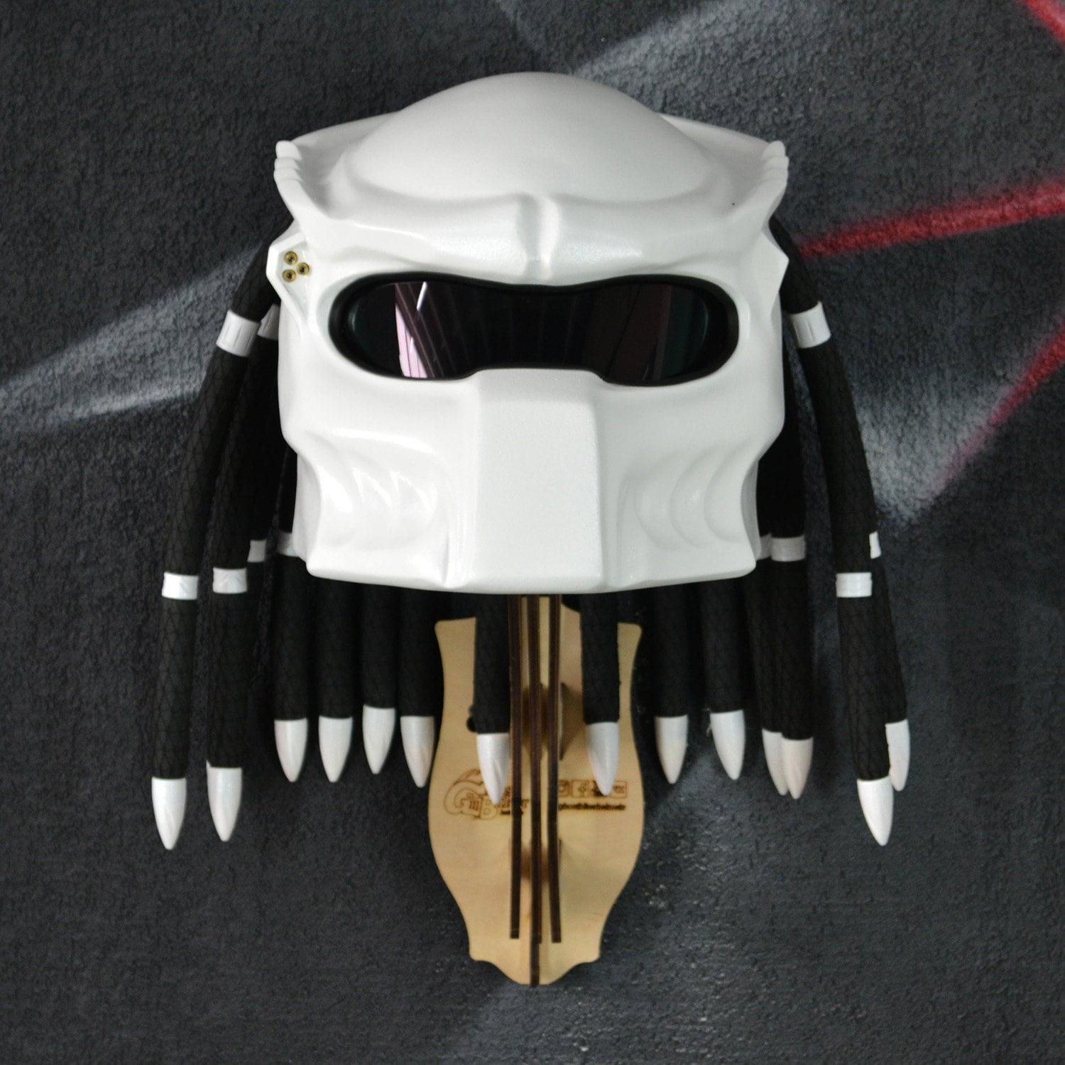 Matt White Custom Predator Helmet With Real Laser. DOT&ECE | Etsy