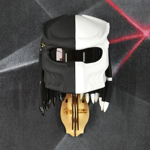 Matt Black and White Custom Predator Helmet With Real Laser. DOT&ECE ...