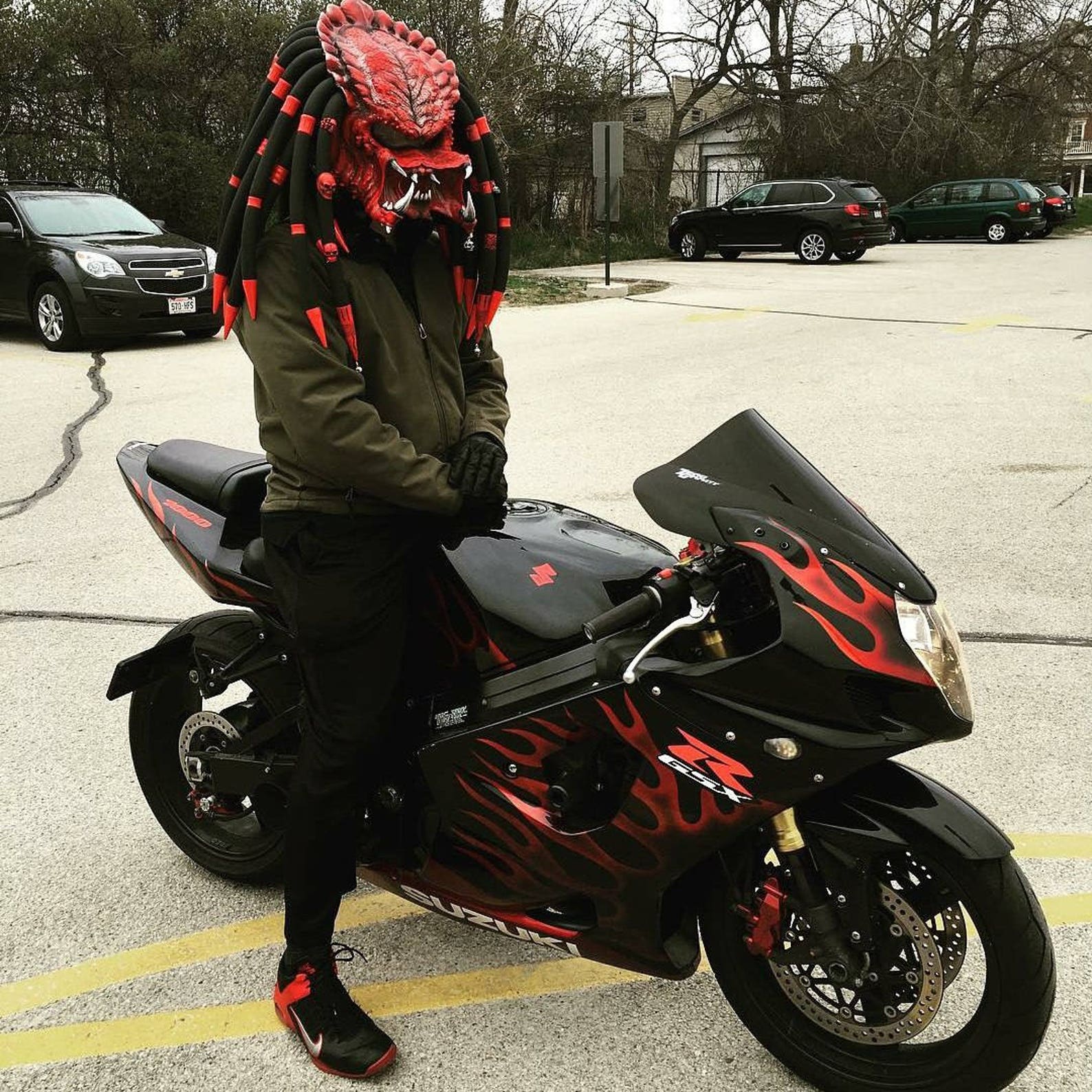 Red Devil Predator Motorcycle Helmet. Unique Exclusive Custom | Etsy Canada