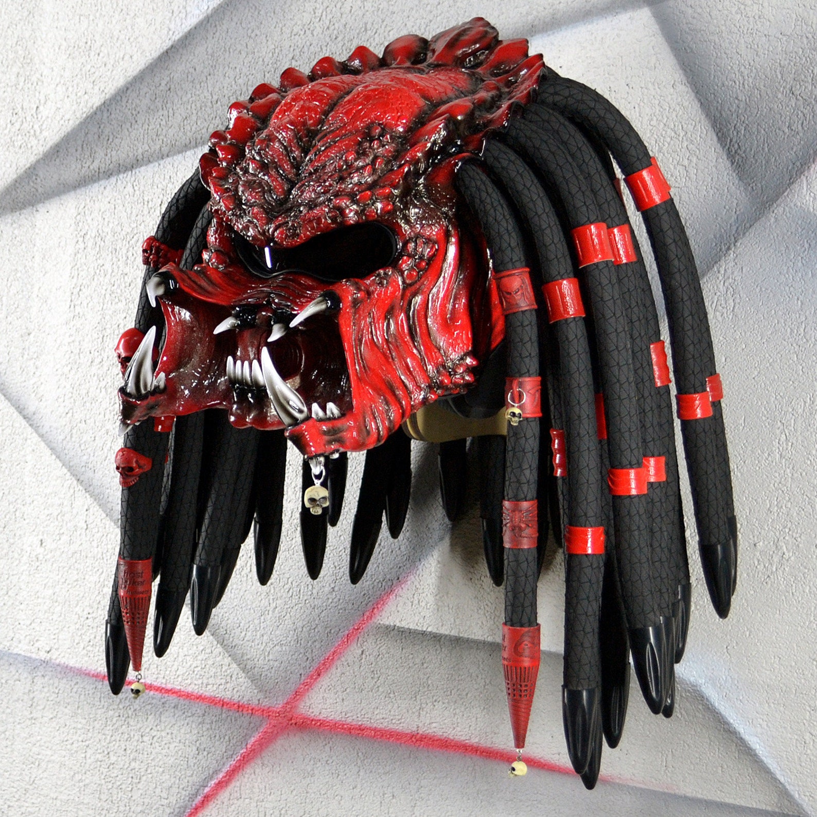 Red Devil Predator Motorcycle Helmet. Unique Exclusive Custom Made. DOT ...