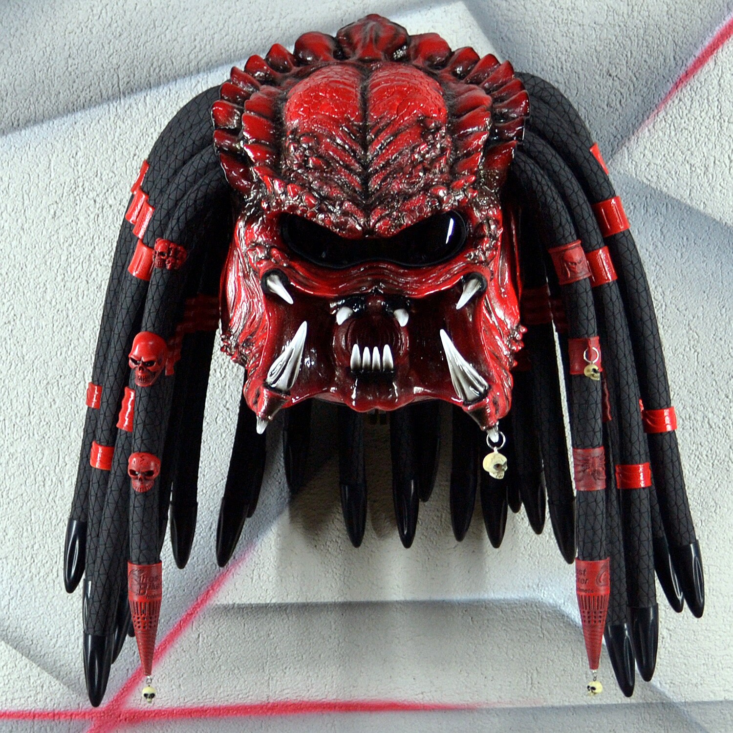 Red Devil Predator Motorcycle Helmet. Unique Exclusive Custom Made. DOT ...