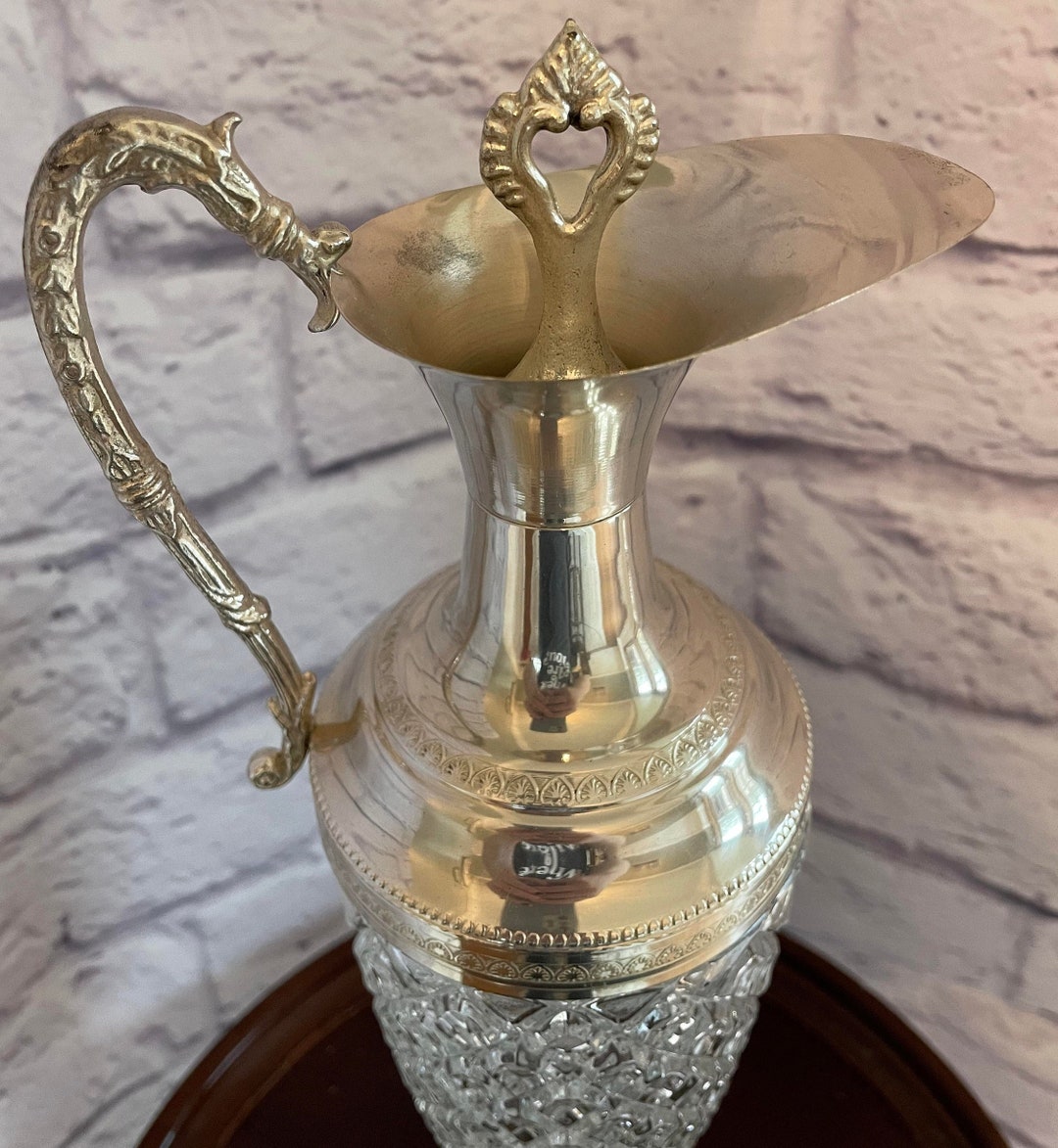 Vintage 1930's Italian Waffle Crystal and Silver Wine Decanter - Etsy