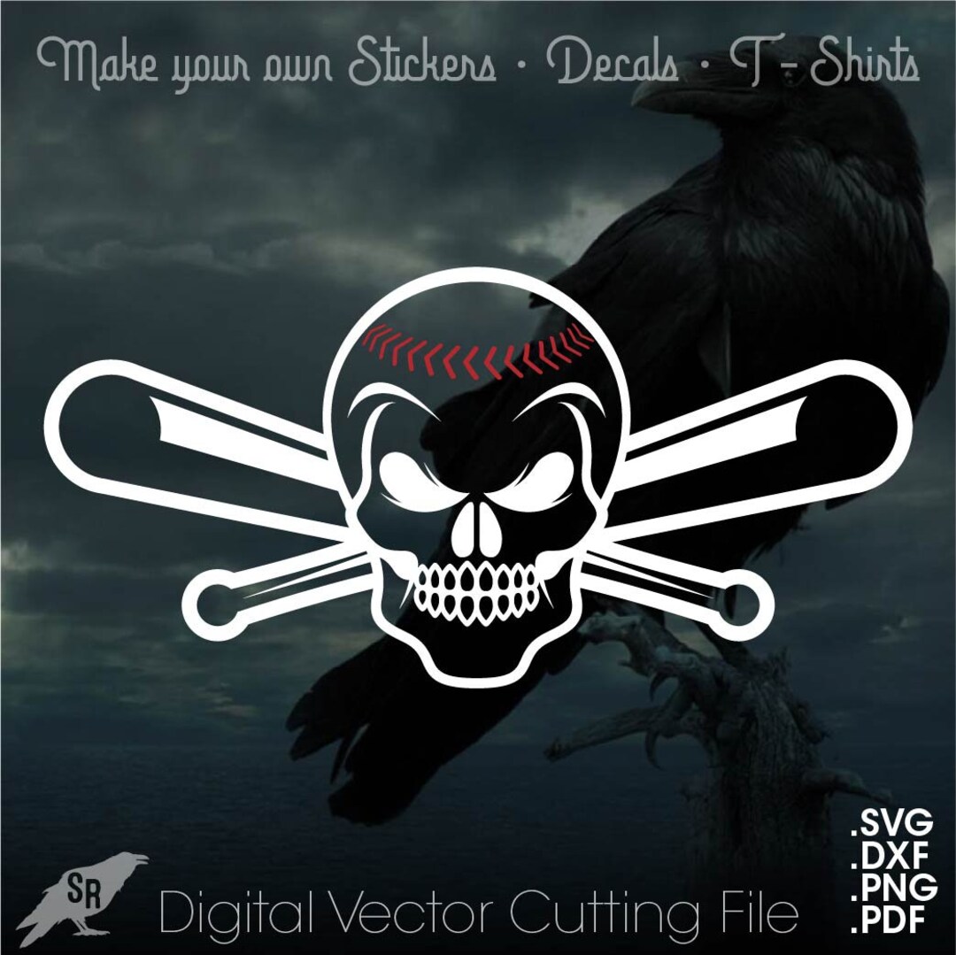 Baseball Skull Crossbats, Vector for Cricut/ Silhouette, Digital ...
