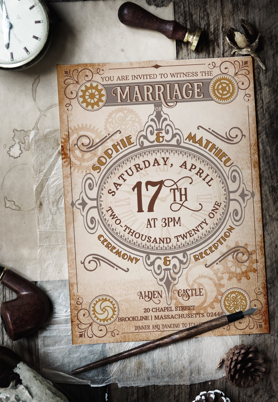 Steampunk Wedding Invitation Suite Vintage Wedding Invitation - Etsy