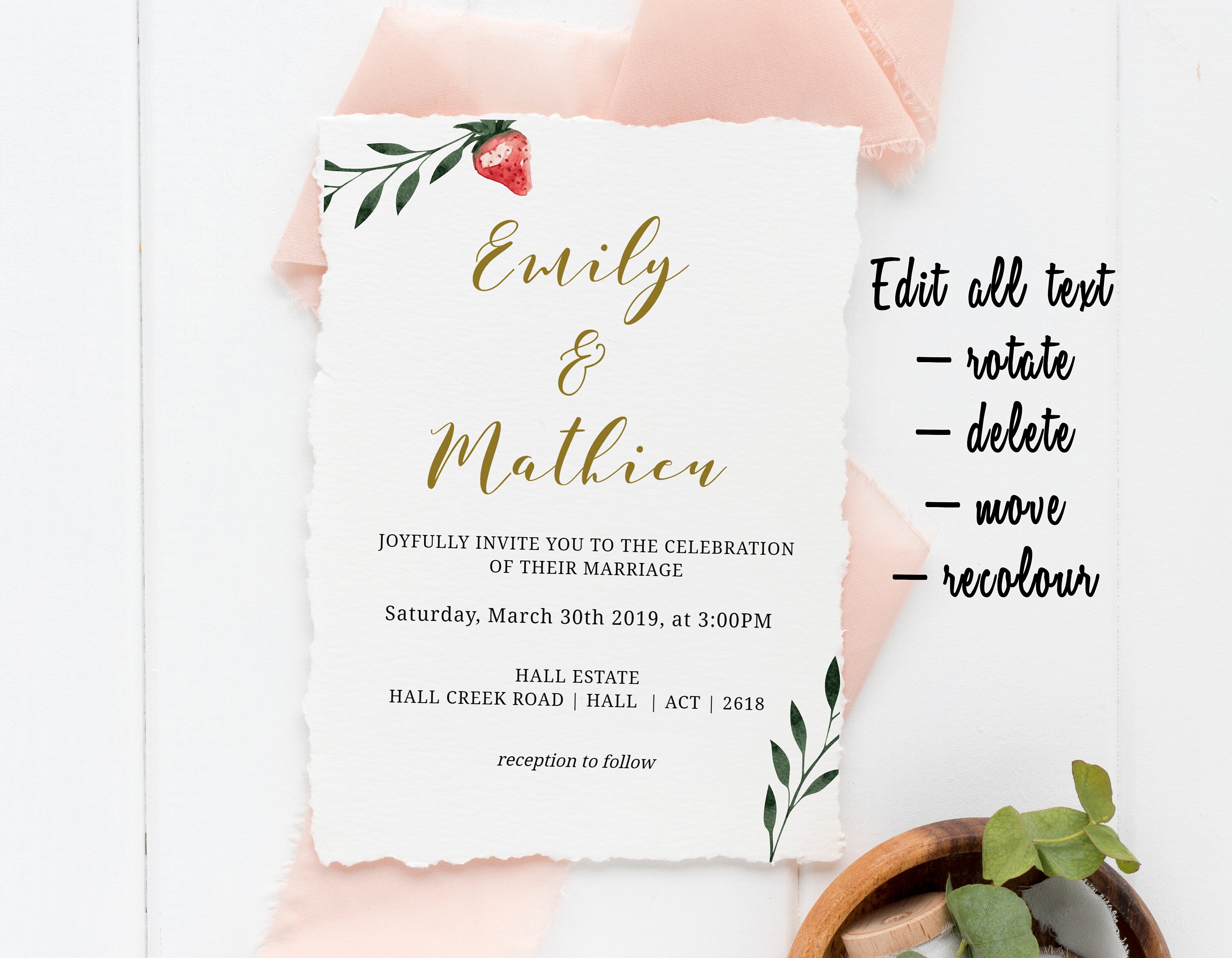 Rustic Summer Wedding Invitation, Custom Elegant Wedding Invitation Set ...