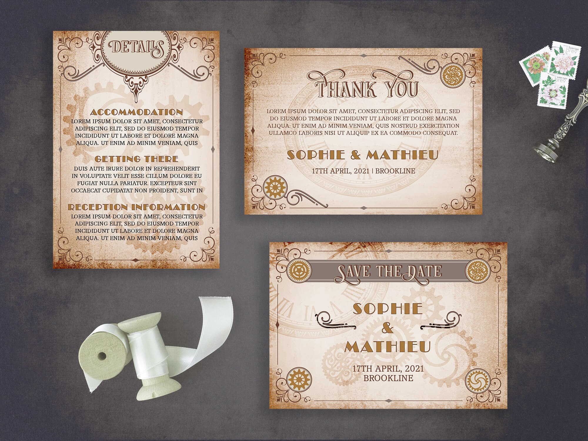 Steampunk Wedding Invitation Template