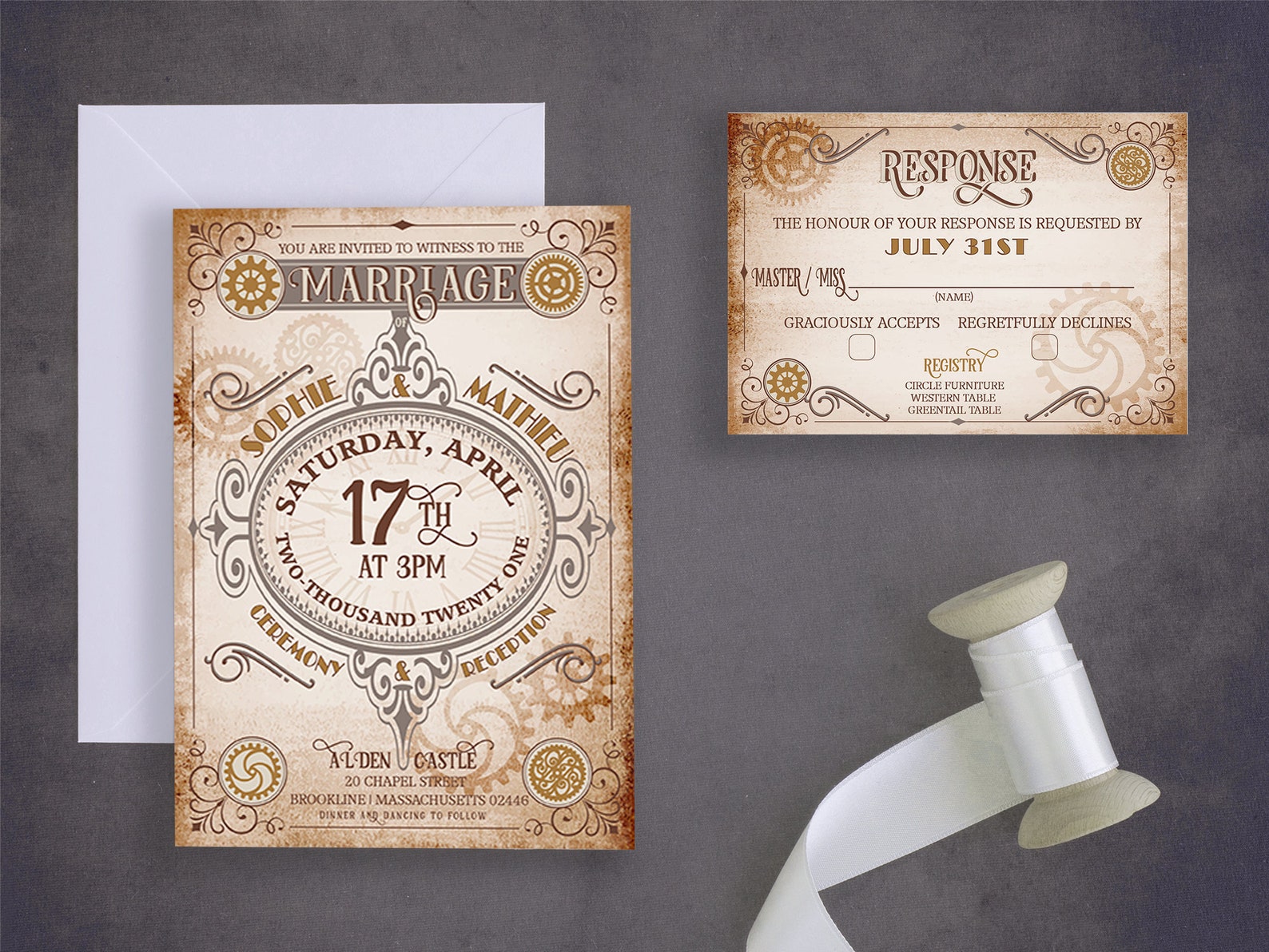Steampunk Wedding Invitation Suite Vintage Wedding Invitation - Etsy