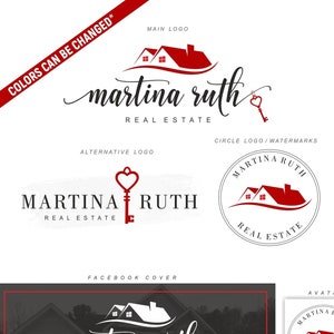 Red Realtor Logo Design, Real Estate Branding Set, Key Initials Logo ...