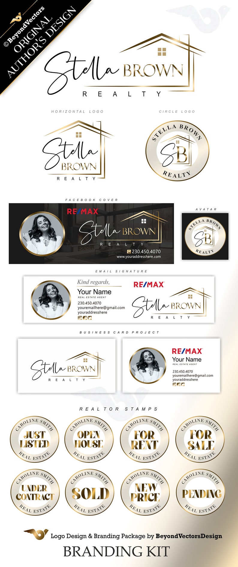Premade Real Estate Logo Set, Realtor Logo Package, Realty Branding ...