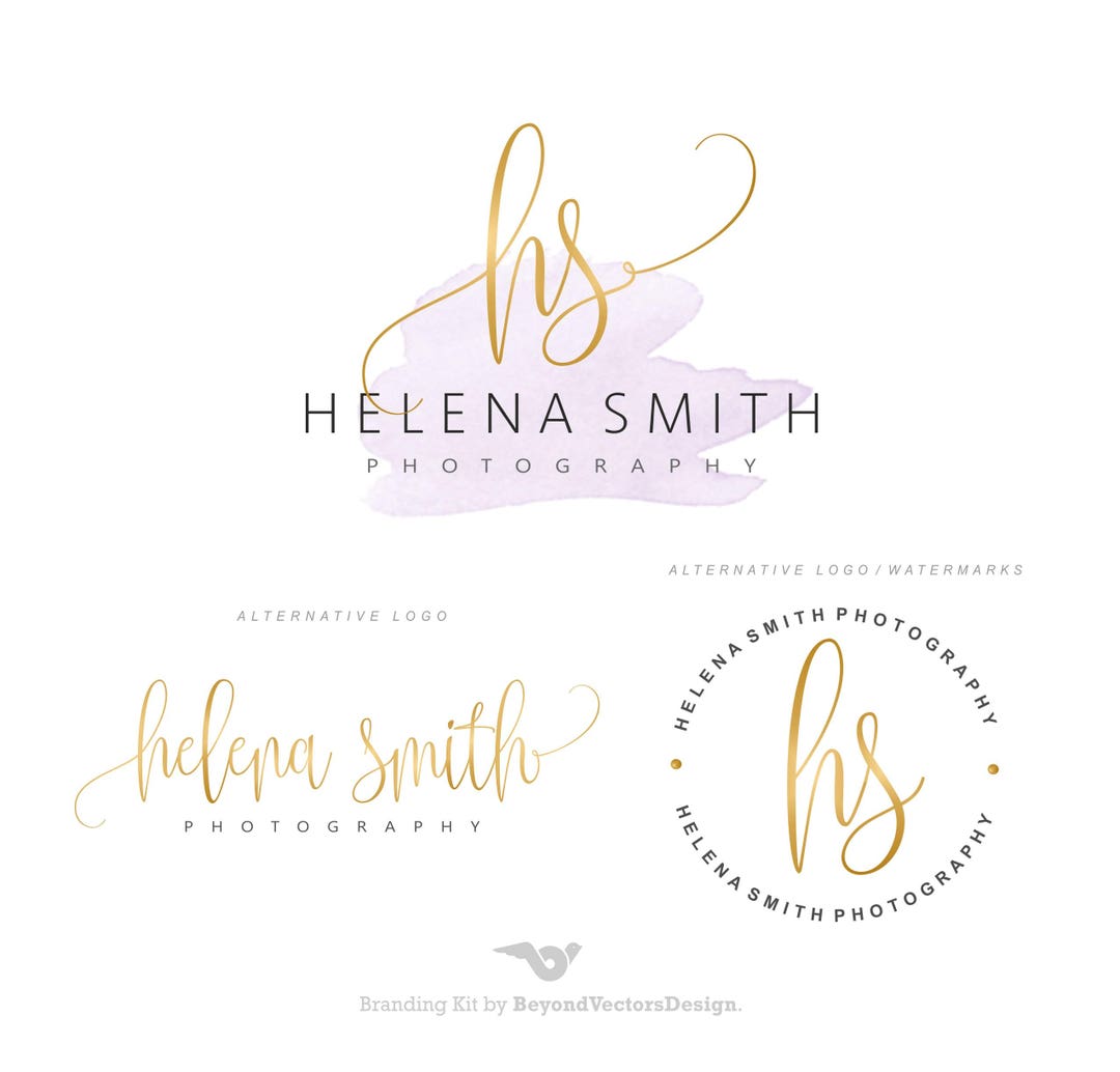 Premade Branding Kit Photography Logo Set Watermark Handwritten ...
