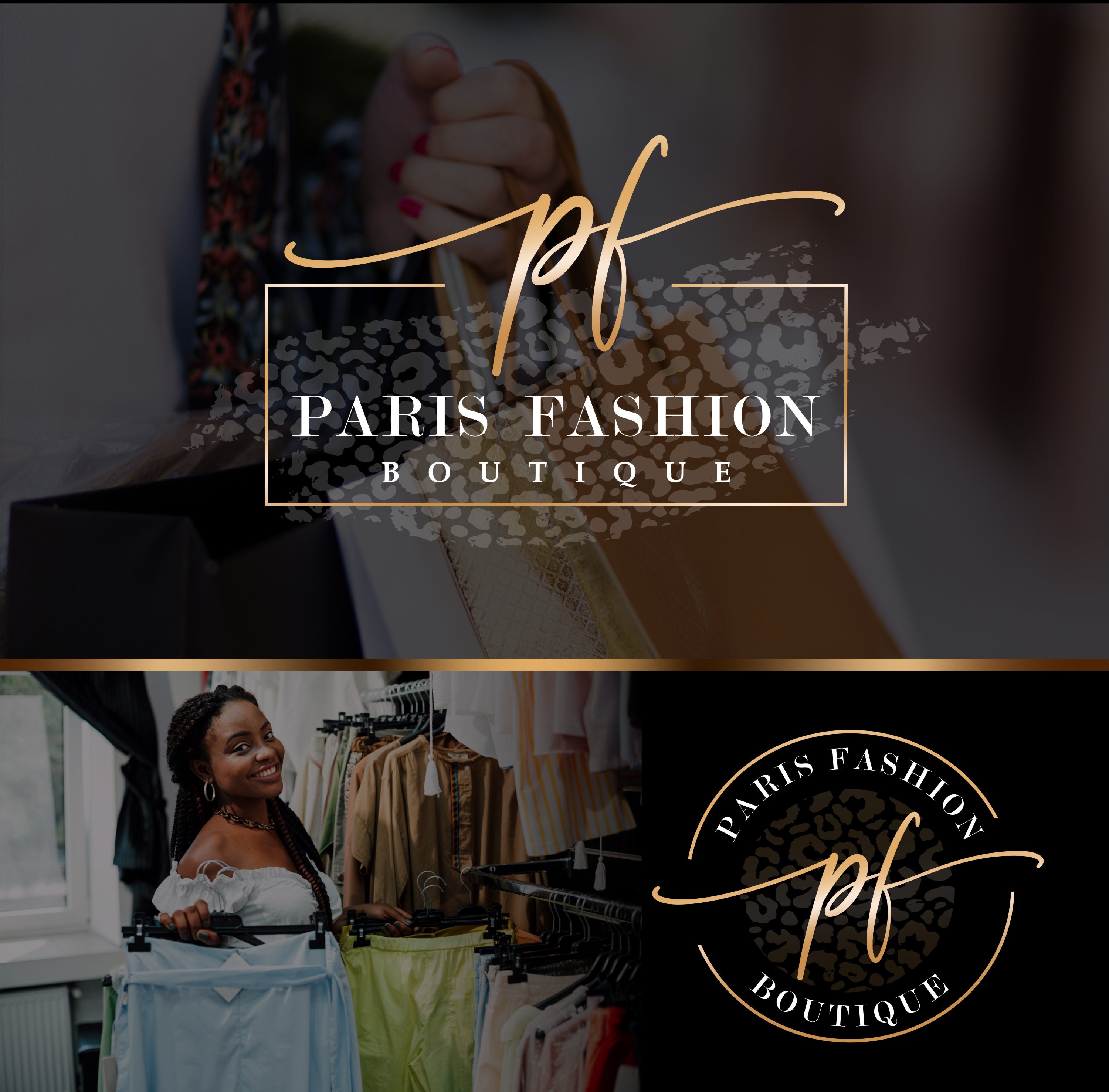 Boutique Logo Design, Brush Stroke Logo, Leopard Print Logo, Makeup ...